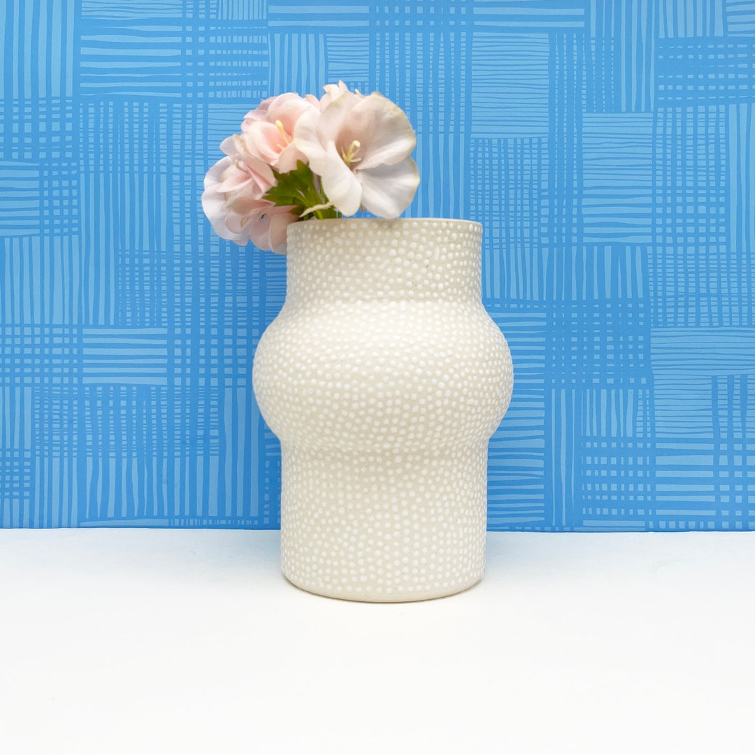 White Dotted Ceramic Vase - Etsy