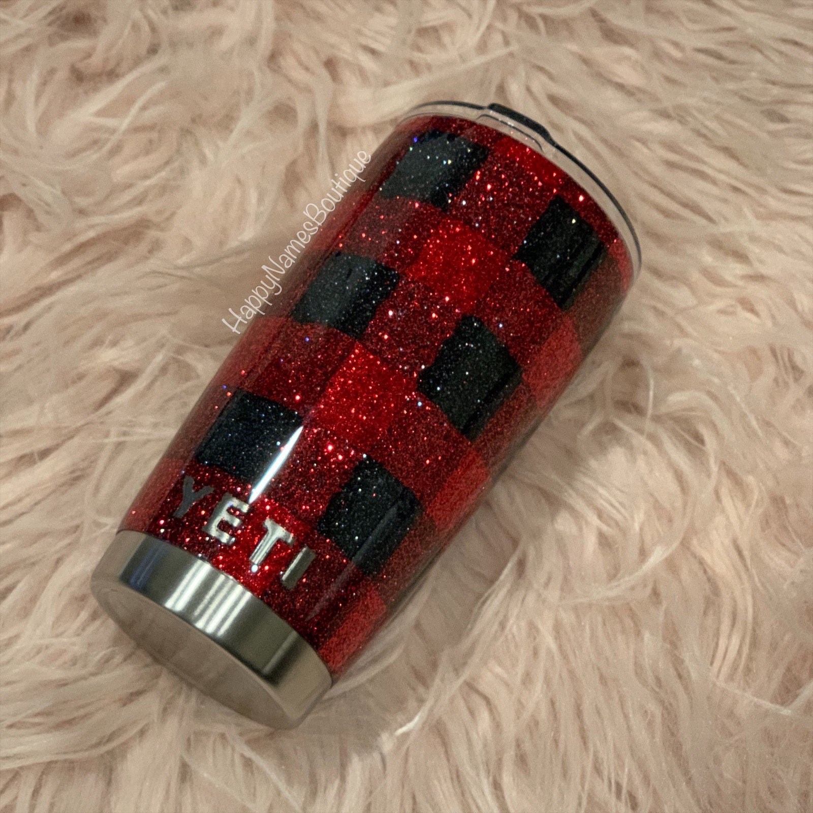 Buffalo Plaid Glitter Tumbler / Christmas Red and Black YETI / Its the ...