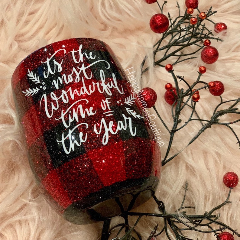 Buffalo Plaid Glitter Tumbler / Christmas Red and Black YETI / Its the ...