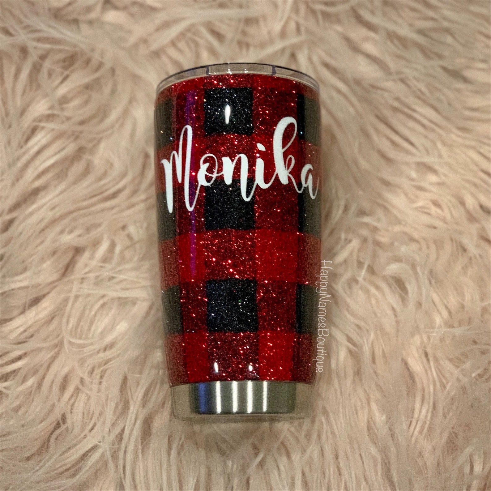 Buffalo Plaid Glitter Tumbler / Christmas Red and Black YETI / Its the ...