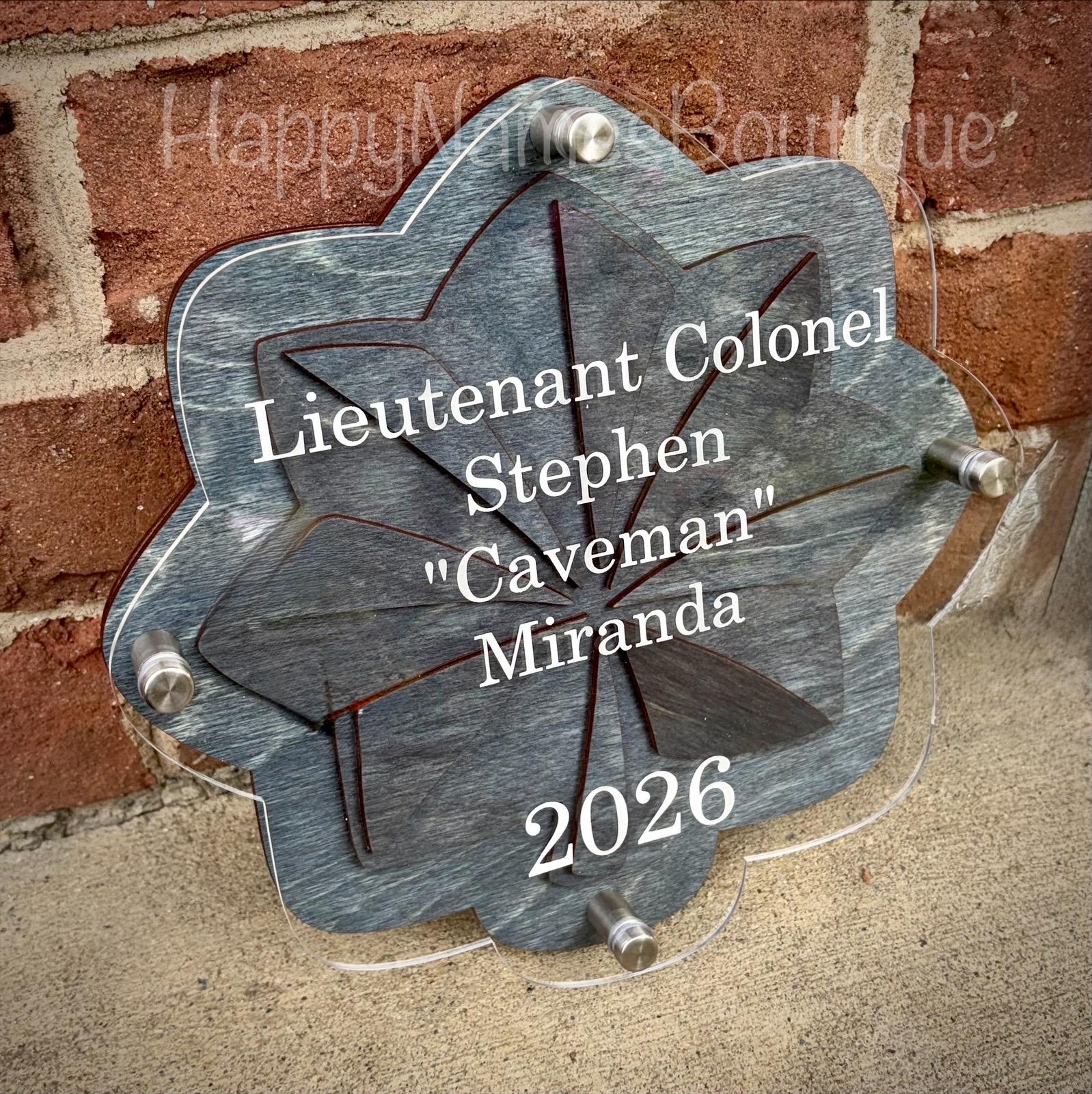 Custom Military Rank Plaque / Monochrome Personalized Wood and Acrylic ...