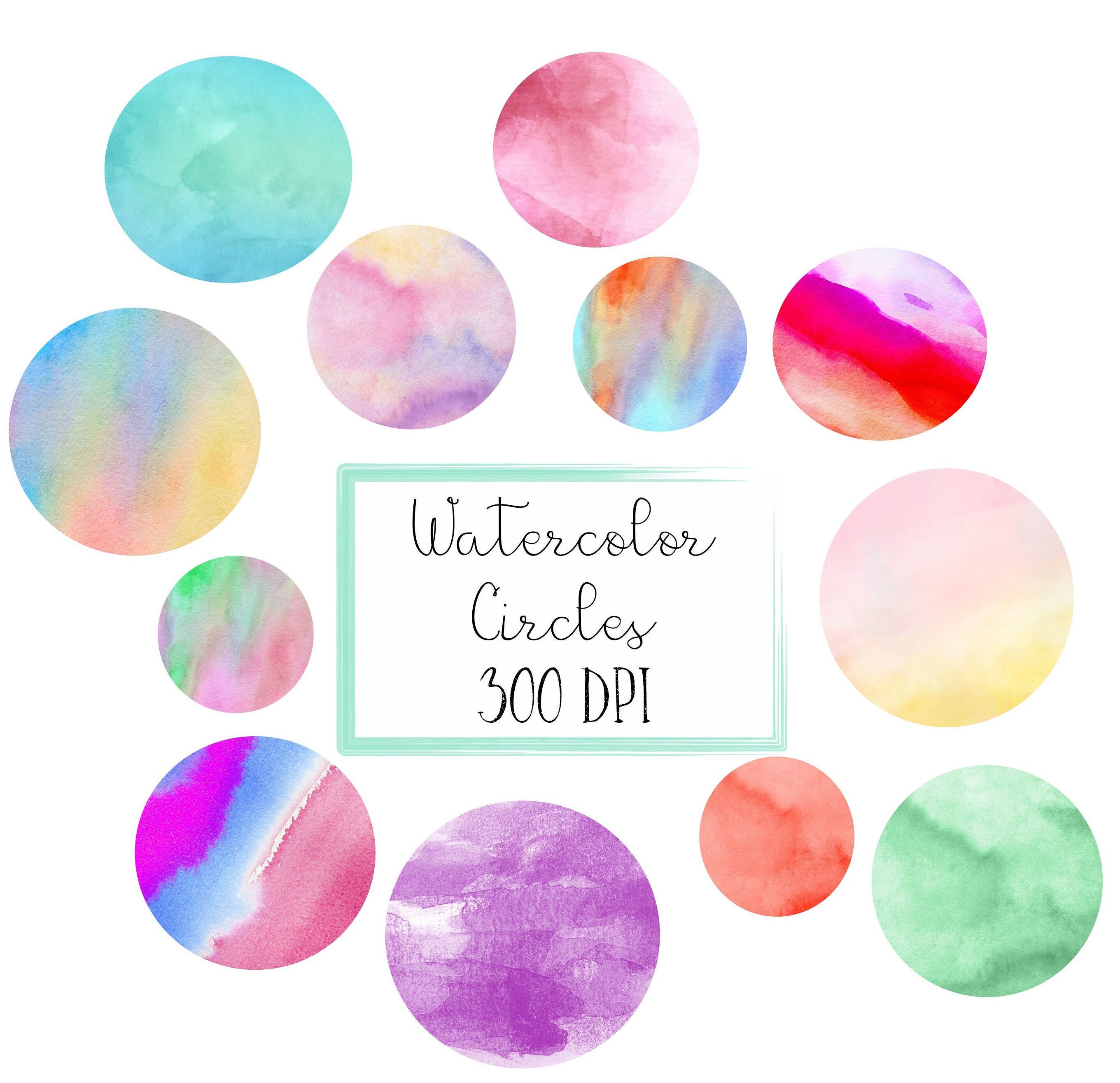Watercolor Pastel Circles Watercolor Dots Download | Etsy