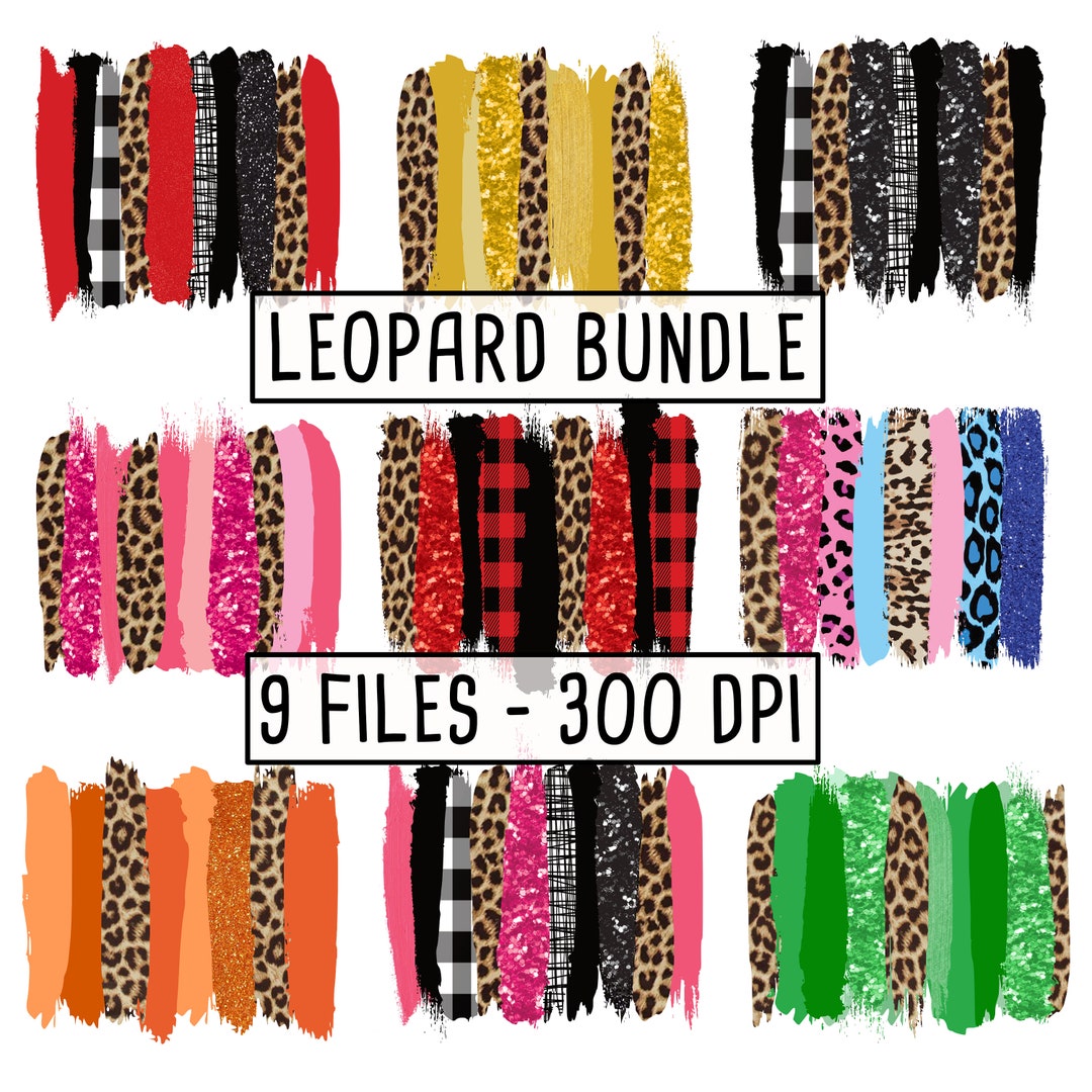 Leopard Brush Strokes Bundle Png, Cheetah Print Png, Pink Background ...