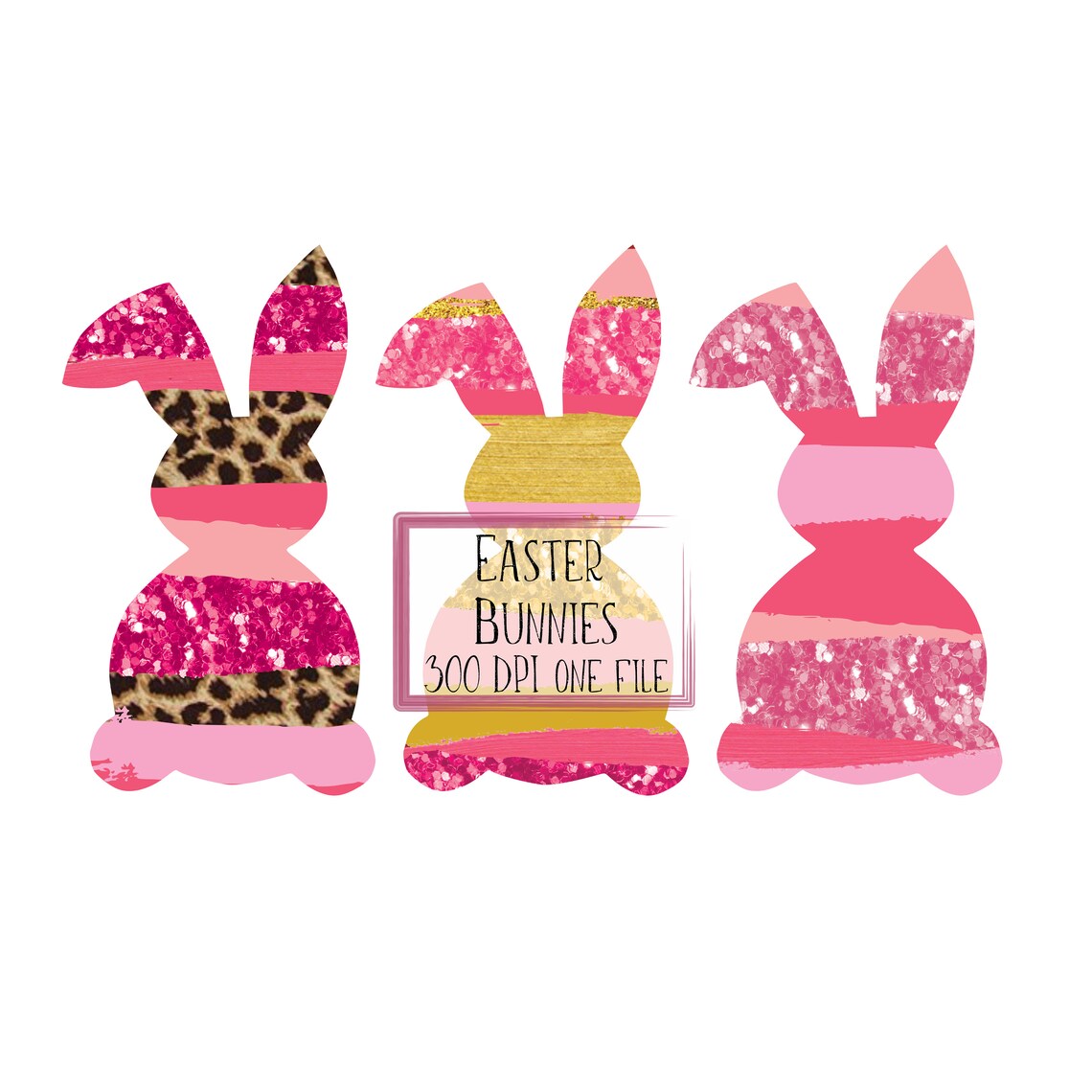 Gold Easter Bunny Glitter Easter Clipart Brush Strokes - Etsy