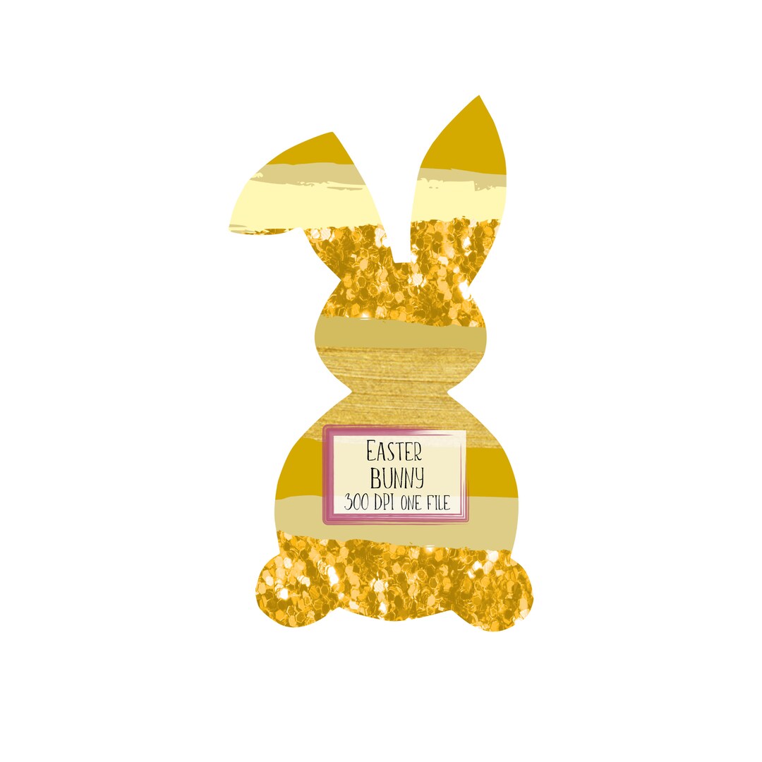 Gold Bunny Watercolor Clipart Easter Bunny Png Glitter - Etsy