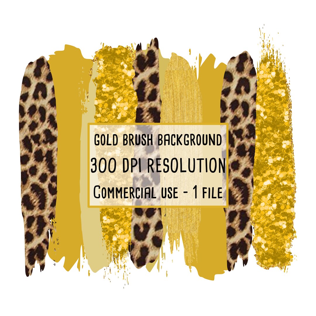 Cheetah Print Clipart, Gold Paint Brushes, Brush Strokes Background ...