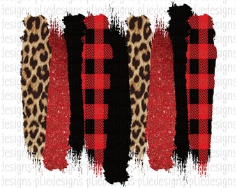 Buffalo Plaid Leopard Brush Strokes Background Sublimation - Etsy
