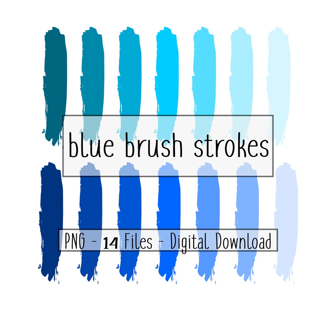 Blue Brush Strokes, Teal Brushes, Blue Paint Stroke Bundle, Diy ...