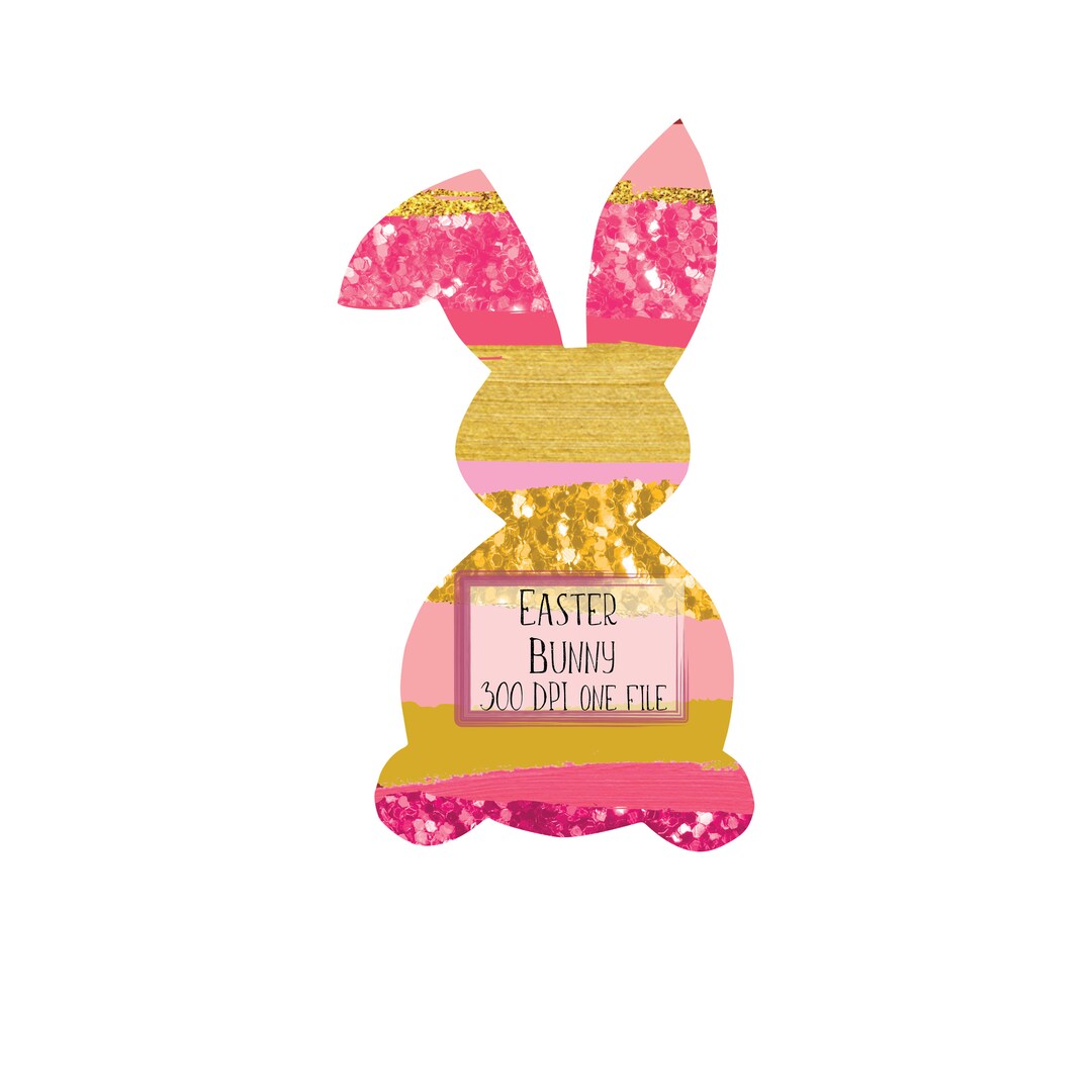 Gold Easter Bunny, Glitter Easter Clipart, Brush Strokes, Spring ...