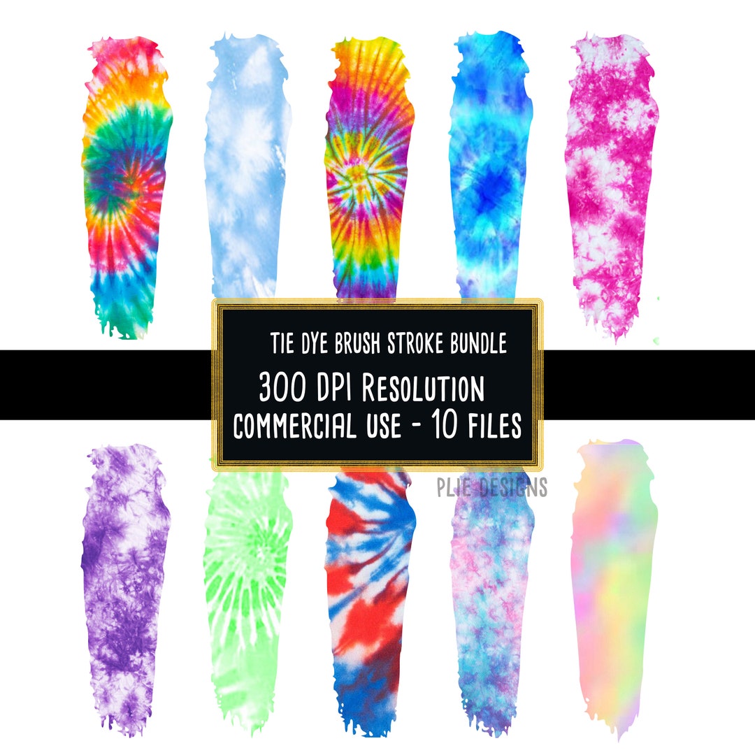 Tie Dye Brush Stroke Bundle, Rainbow Brush Strokes, Individual Brush ...