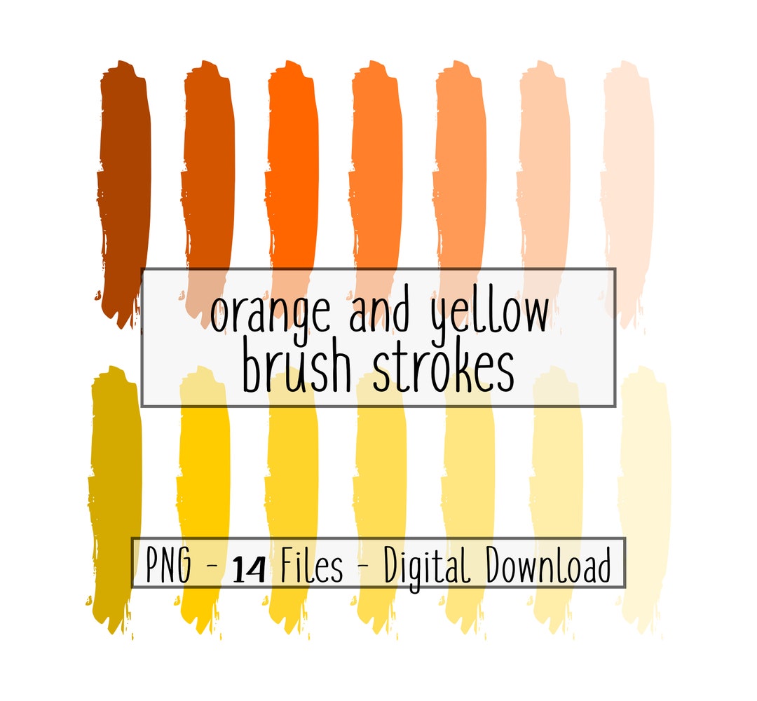 Orange and Yellow Brush Stroke Bundle Paint Brush Strokes, Watercolor ...