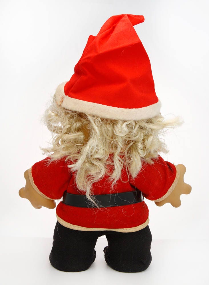 60s Vintage Large Rubber Santa Troll / Original Sewn-in Hair / Glass ...