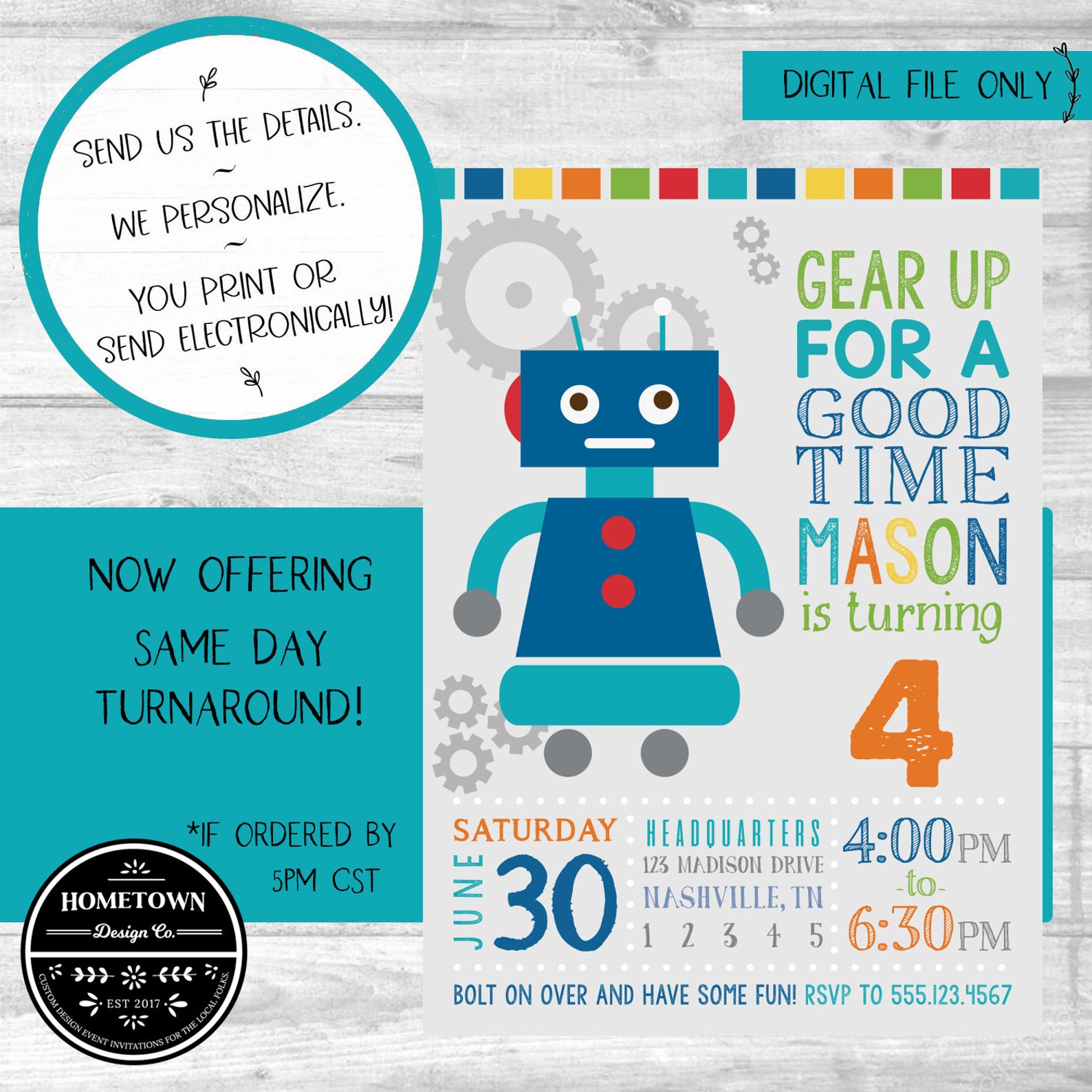Robot Invite Robot Invitation Robot Birthday Invitation Boy | Etsy