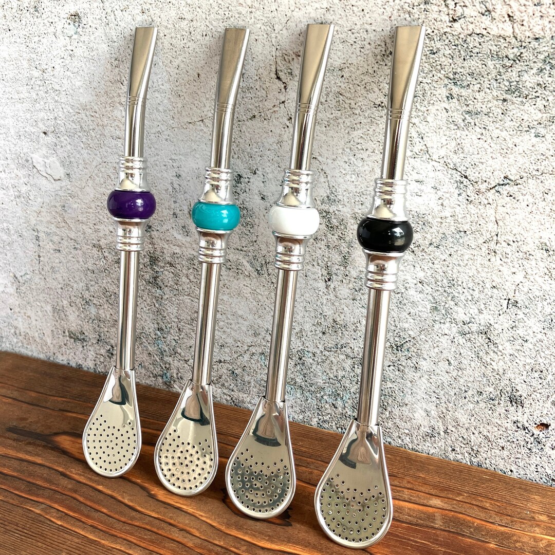 Stainless Steel Bombilla to Drink Yerba Mate | Stylish Resin Bead ...