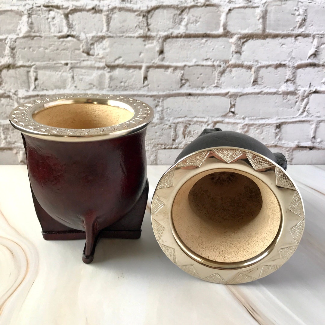 German Silver ALPACA Carved Rim and Genuine Leather 'camionero' Mate ...