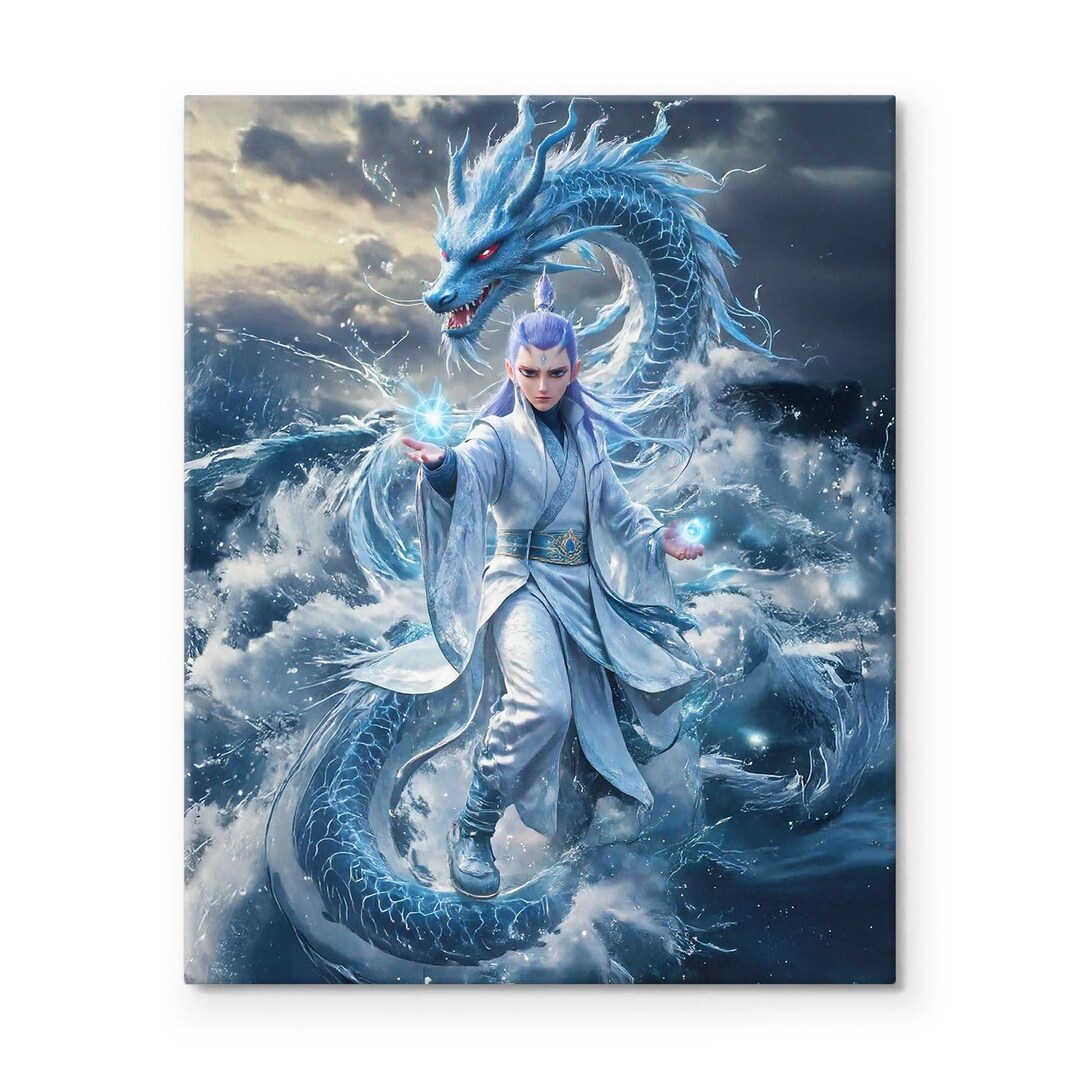 Nezha 2 Canvas Wall Art, Epic Dragon and Hero Artwork Poster, Fantasy ...