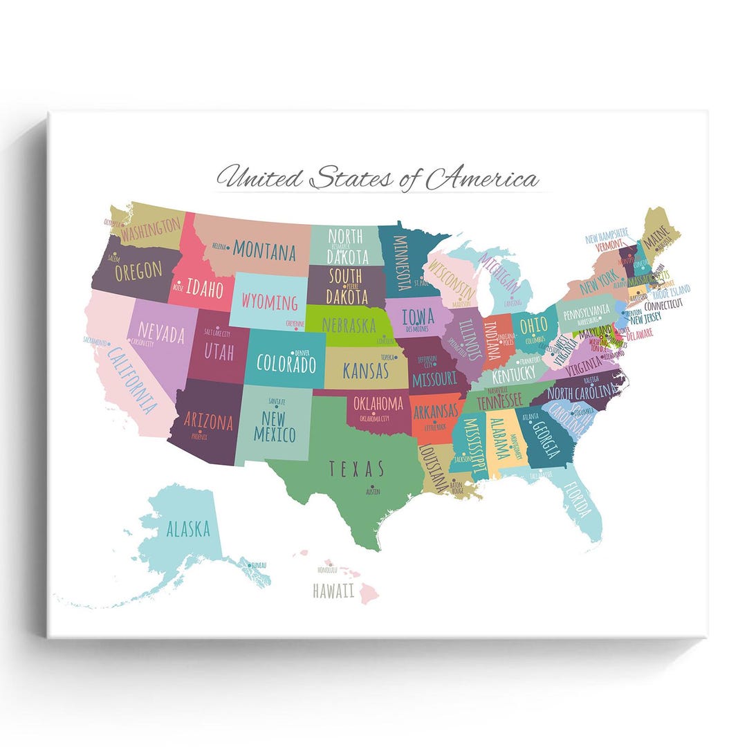 Vintage American Map & World Map Art Prints Customizable Travel ...