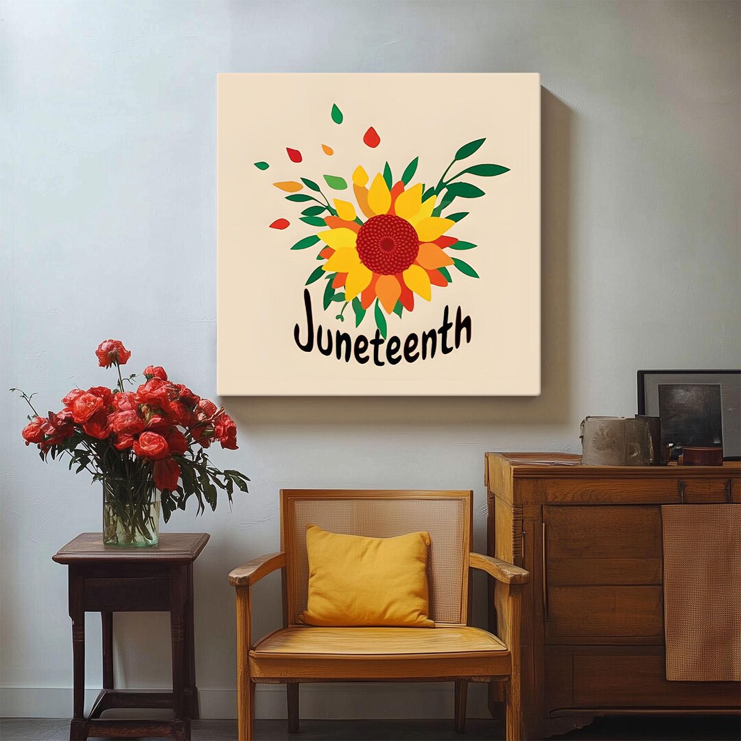 Juneteenth Sunflower Canvas Wall Art, Emancipation Day Floral Print ...