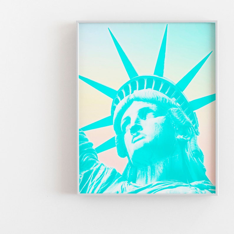 Pastel Lady Liberty Print, USA Statue of Liberty Poster, 4th of July ...