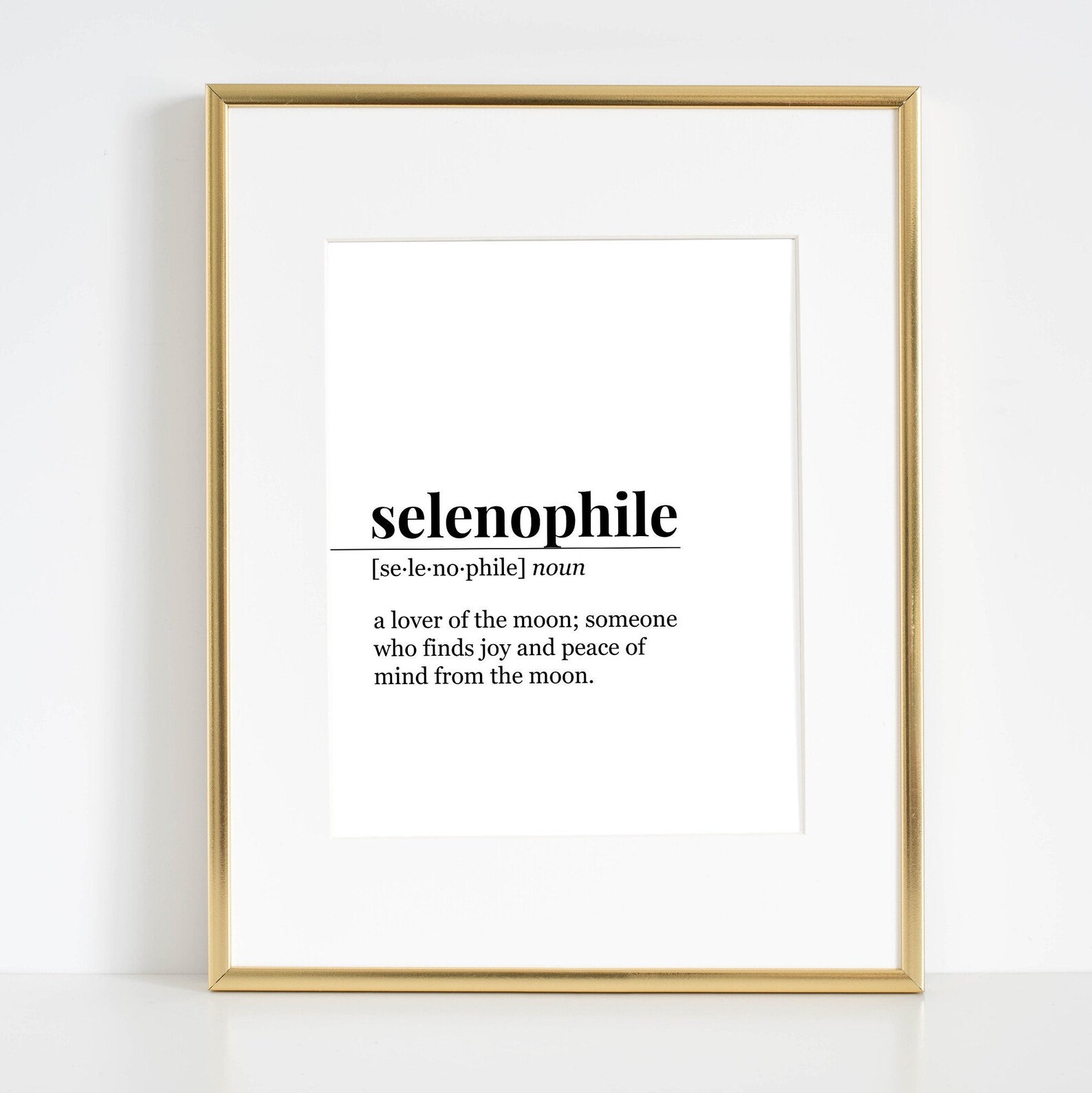 Selenophile Definition Print, Selenophile Poster, Moon Lover Print ...