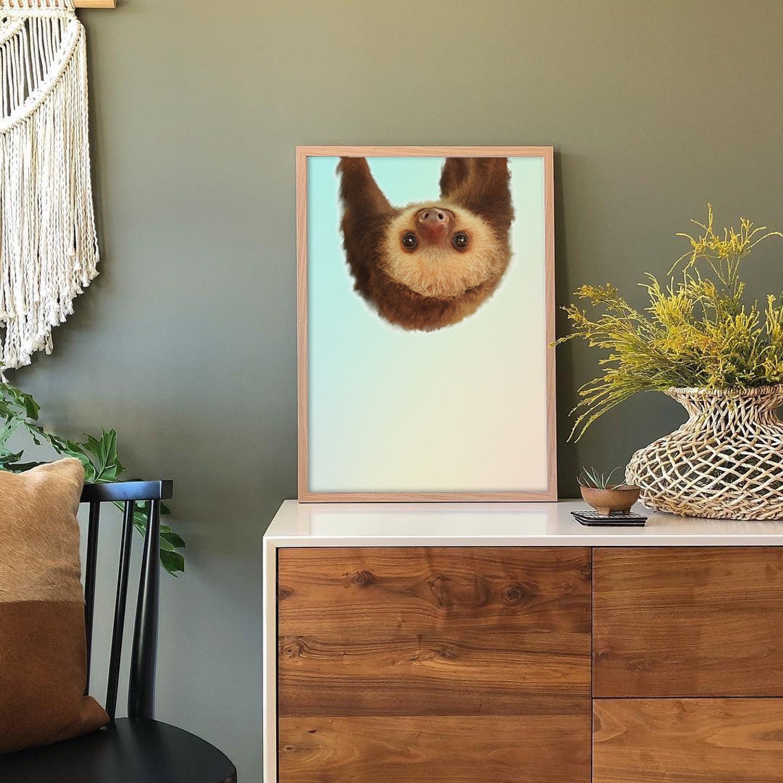 Baby Sloth Poster Cute Sloth Print Pastel Sloth Gift Fluffy - Etsy