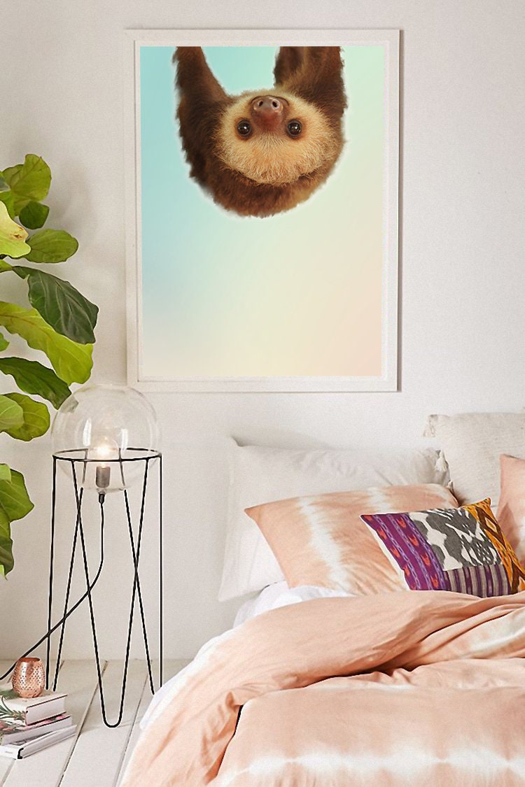 Baby Sloth Poster Cute Sloth Print Pastel Sloth Gift Fluffy | Etsy