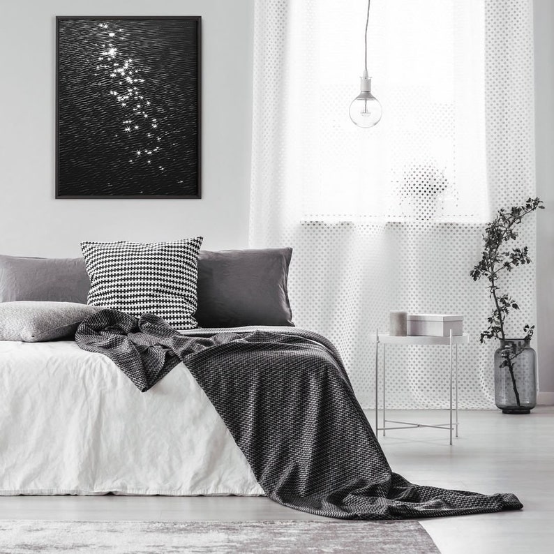 Lake Stardust Print, Light Reflection Poster, Boho Chic, Moonlight ...