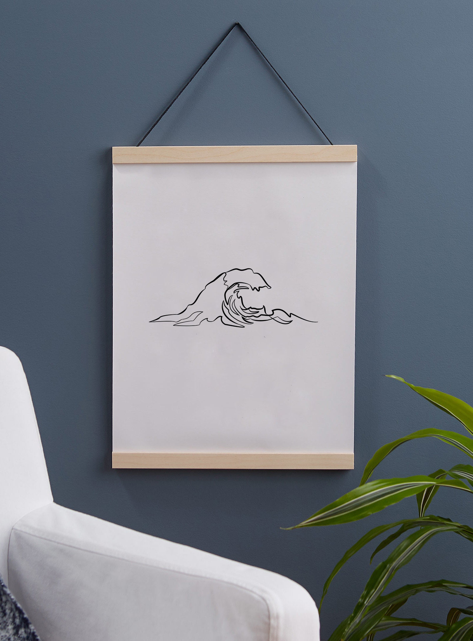Single Line Wave Print Kanagawa Wave the Great Wave Ocean - Etsy