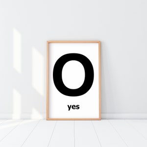 O Yes Minimalist Print, Bold Oh Yes Poster, Letter O Wall Art ...