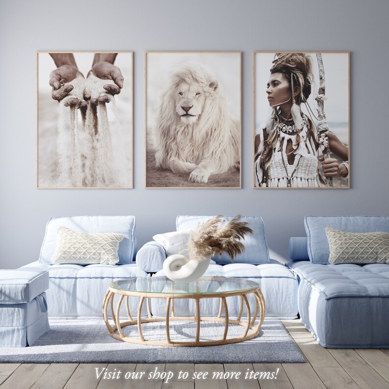White Lion Print, Bohemian Lion Poster, Boho Lion Art, Printable Lion ...