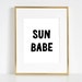 Sun Babe Poster, Sun Goddess Print, Sun Babe Minimalist Handwritten ...