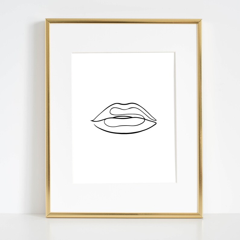Single Line Lips Print Minimalist Lips Poster Scandinavian | Etsy