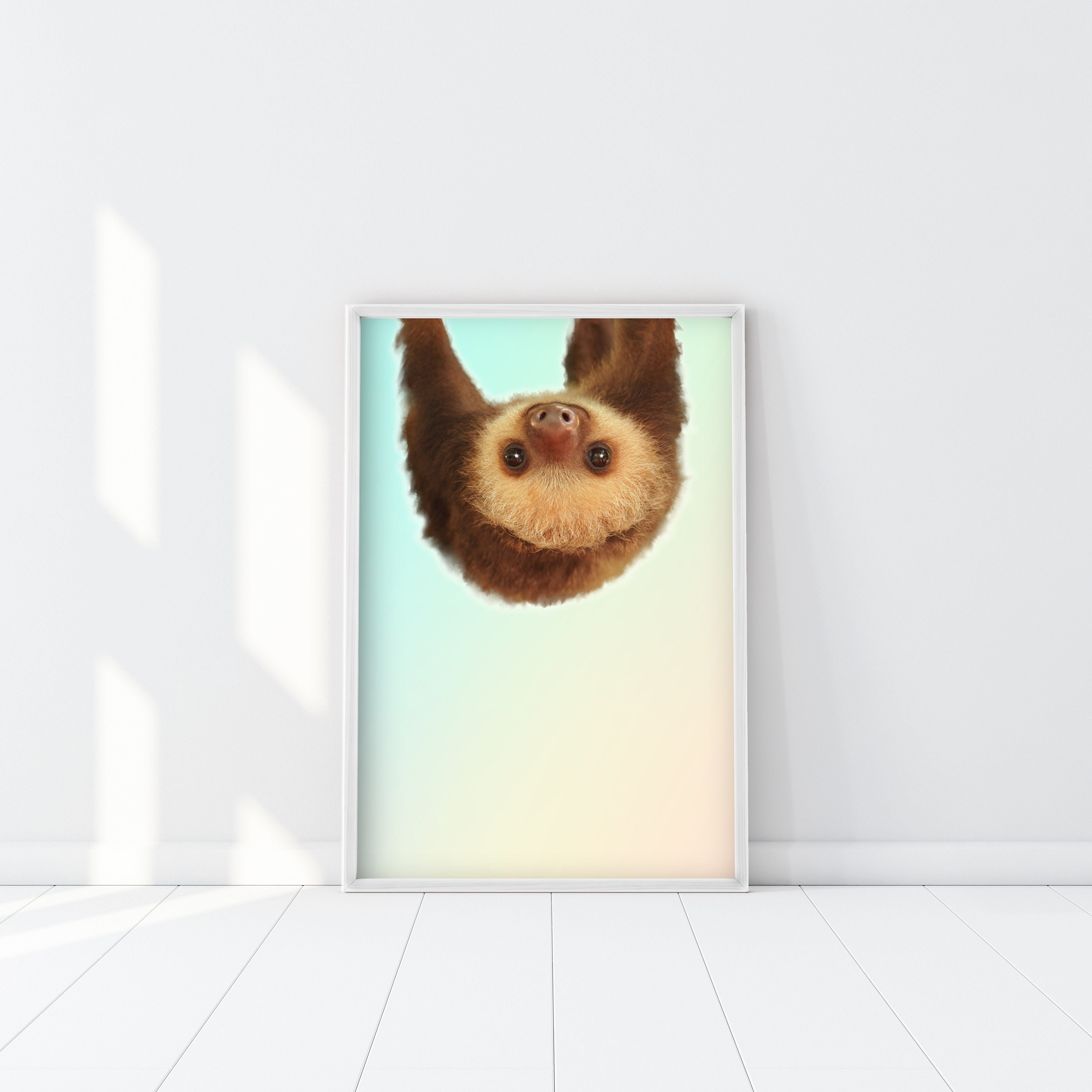Baby Sloth Poster Cute Sloth Print Pastel Sloth Gift Fluffy | Etsy