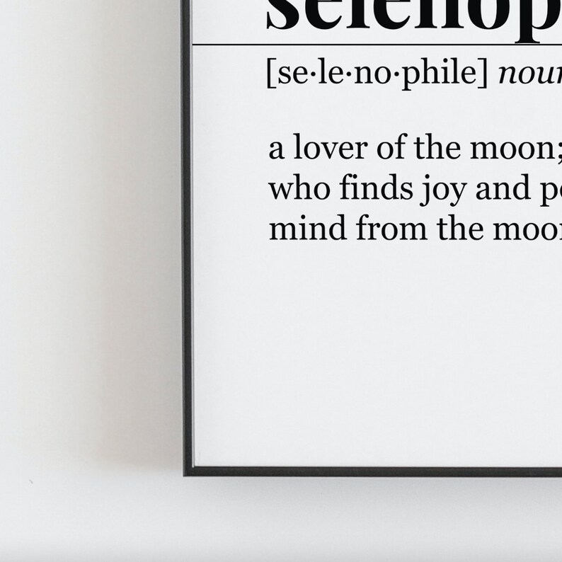 Selenophile Definition Print Selenophile Poster Moon Lover - Etsy
