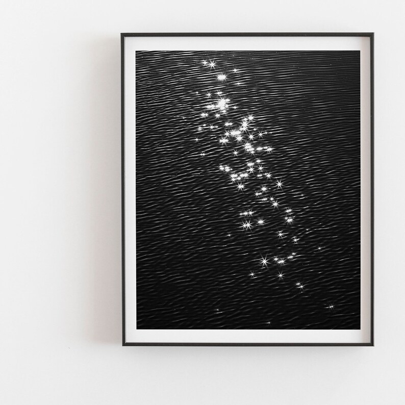 Lake Stardust Print, Light Reflection Poster, Boho Chic, Moonlight ...