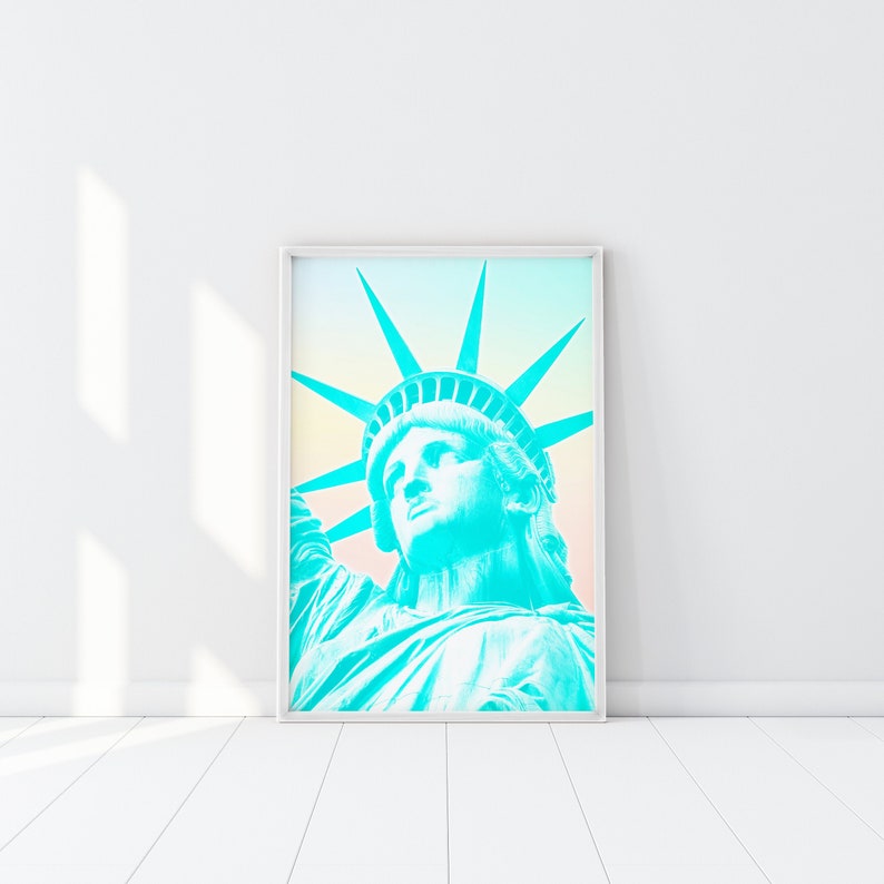 Pastel Lady Liberty Print, USA Statue of Liberty Poster, 4th of July ...