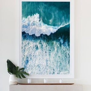 Surfers Wave Poster, Ocean From Above, Seascape Wall Art, Coastal Wall ...