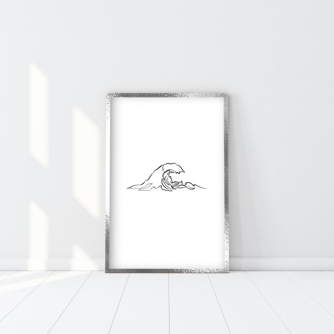Single Line Wave Print, Kanagawa Wave, the Great Wave, Ocean Poster ...