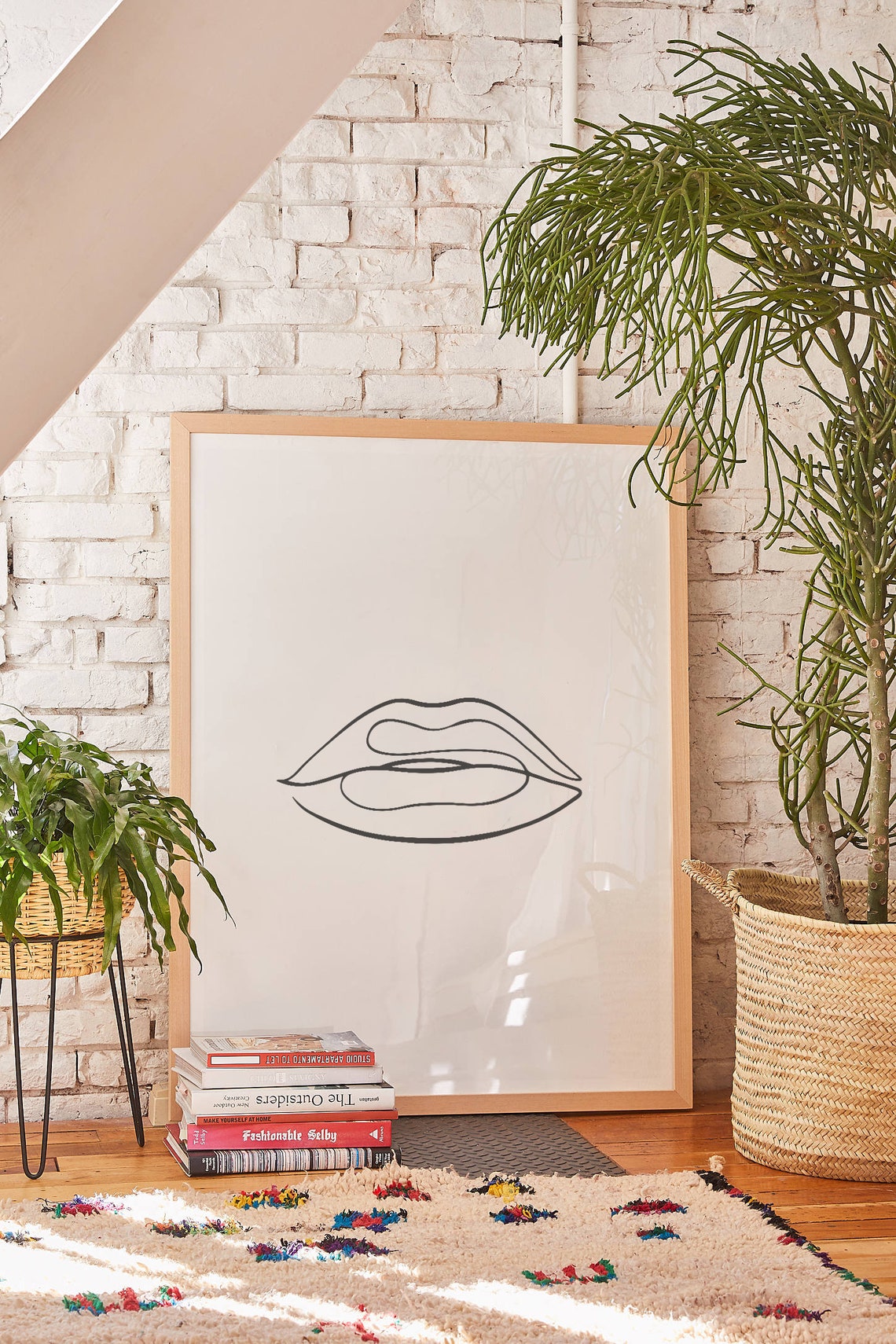 Single Line Lips Print Minimalist Lips Poster Scandinavian | Etsy