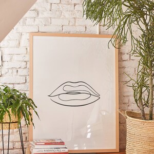 Single Line Lips Print, Minimalist Lips Poster, Scandinavian Minimalist ...