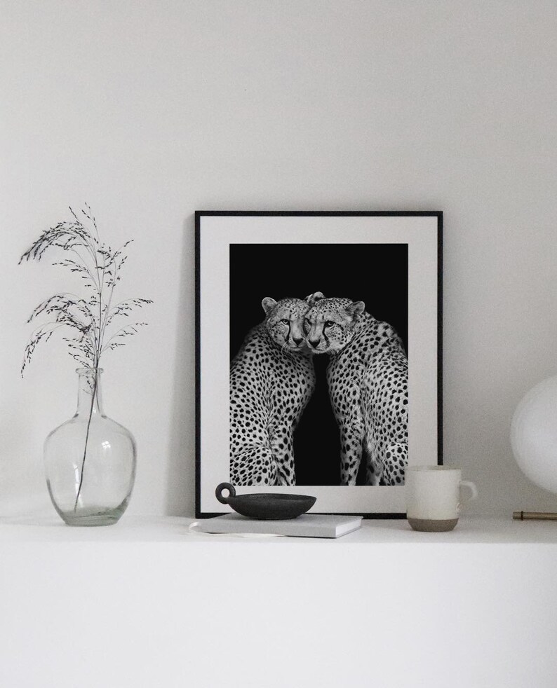 Cheetah Couple Print, 2 Cheetah Poster, Feline Wall Art, African ...
