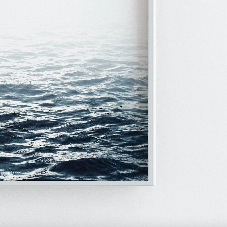 Ocean Poster, Calm Water Print, Black and White Minimalist Ocean Wall ...