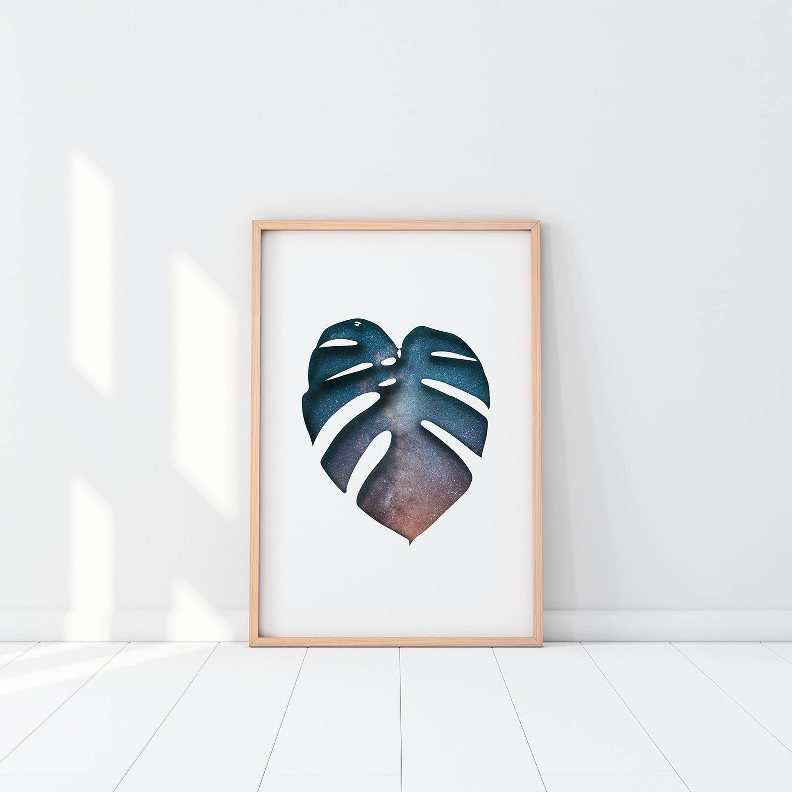 Monstera Print, Stardust Galaxy Monstera Leaf Print, Tropical Plant ...