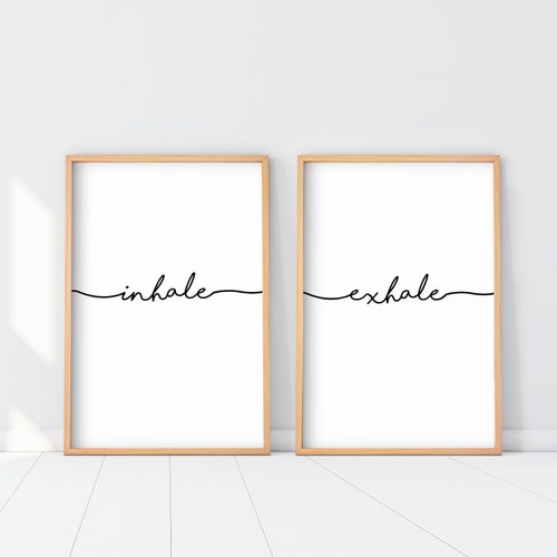 Set of 2 Pampas Inhale Exhale Print Boho Decor 2 Pieces - Etsy