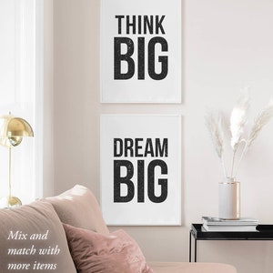 Think Big Print, Think Big Poster, Think Wall Art, Think Big Art, Kids ...