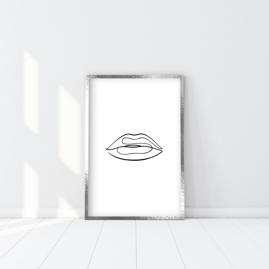Single Line Lips Print, Minimalist Lips Poster, Scandinavian Minimalist ...