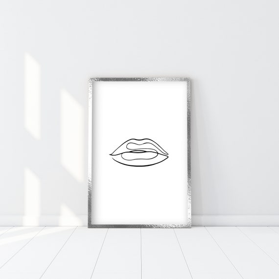 Single Line Lips Print Minimalist Lips Poster Scandinavian - Etsy