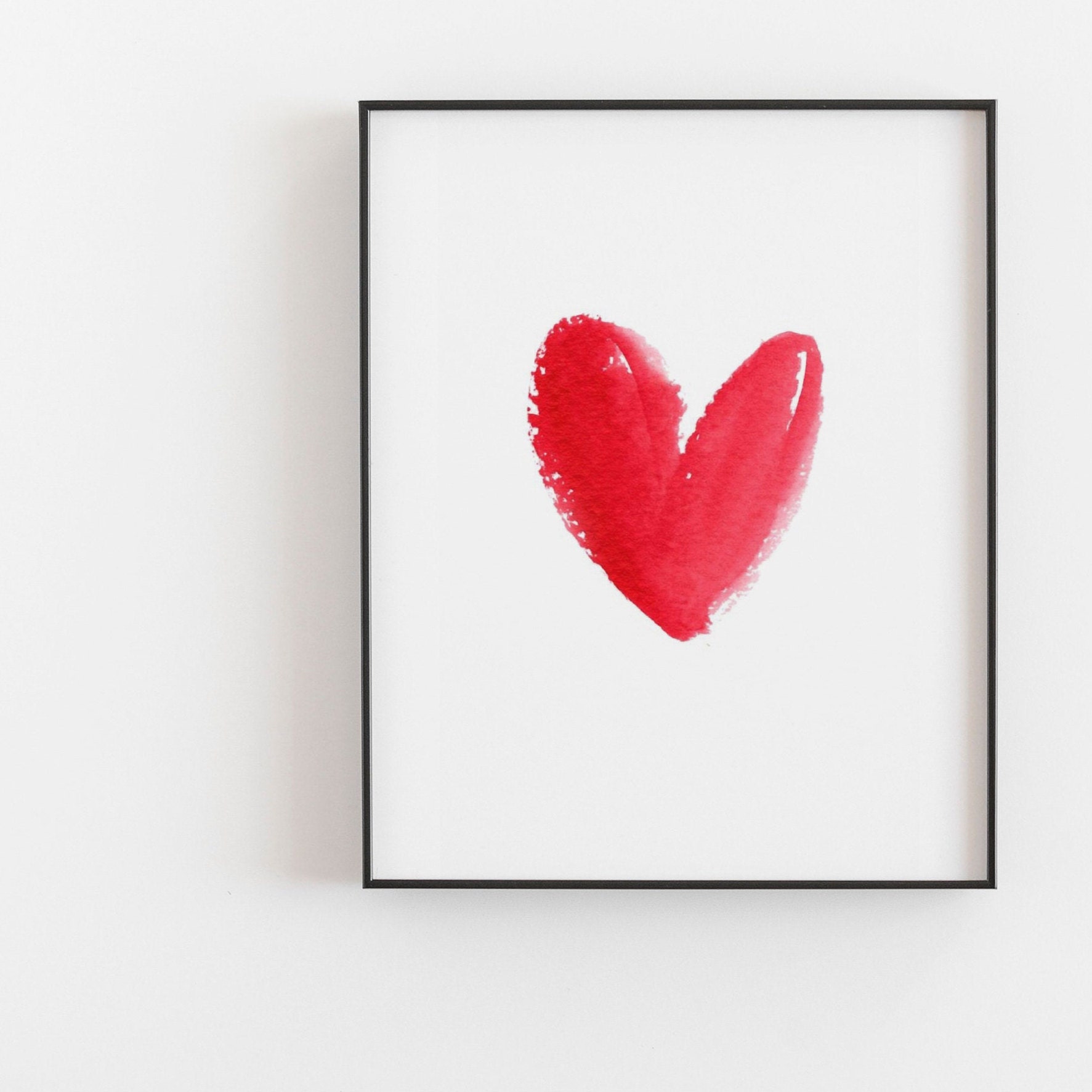 Red Watercolor Heart Print, Ruby Heart Poster, Love Wall Art, Love Sign ...