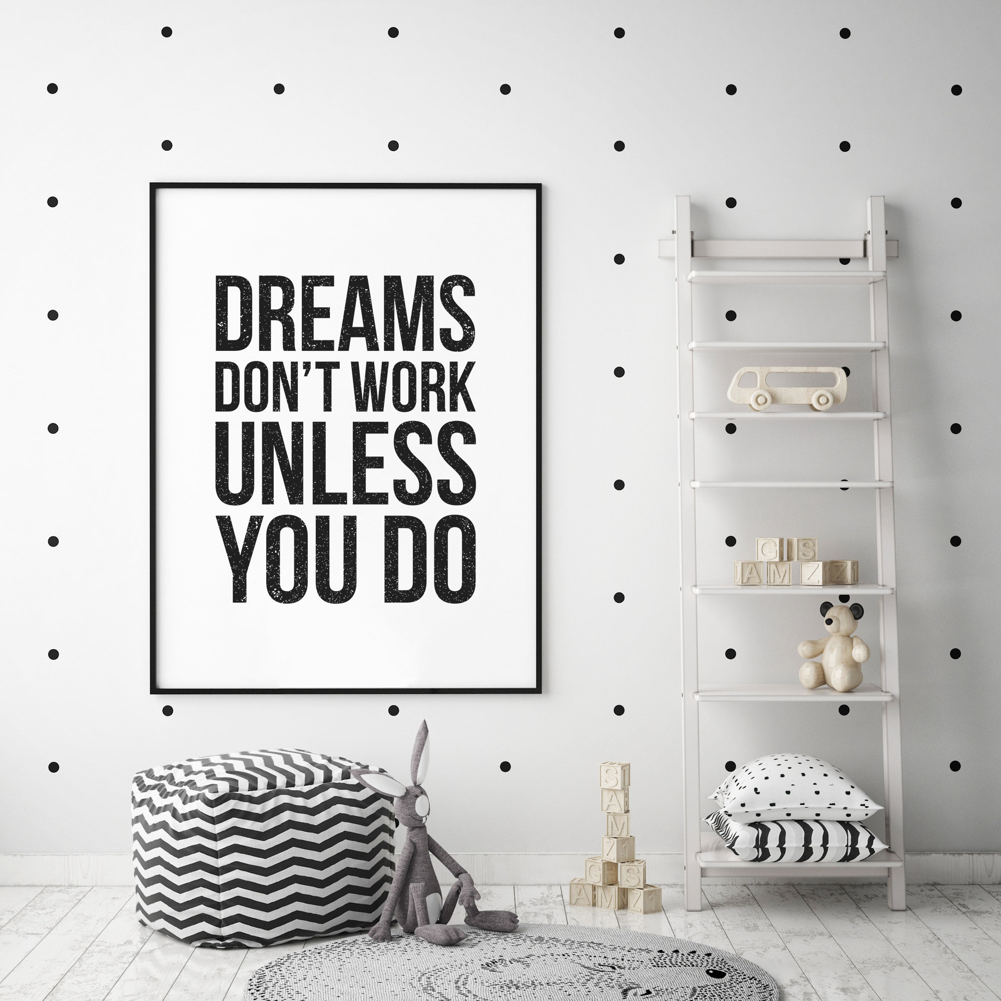 Dreams Don't Work Unless You Do Print, Dreams Poster, Home Office Print ...