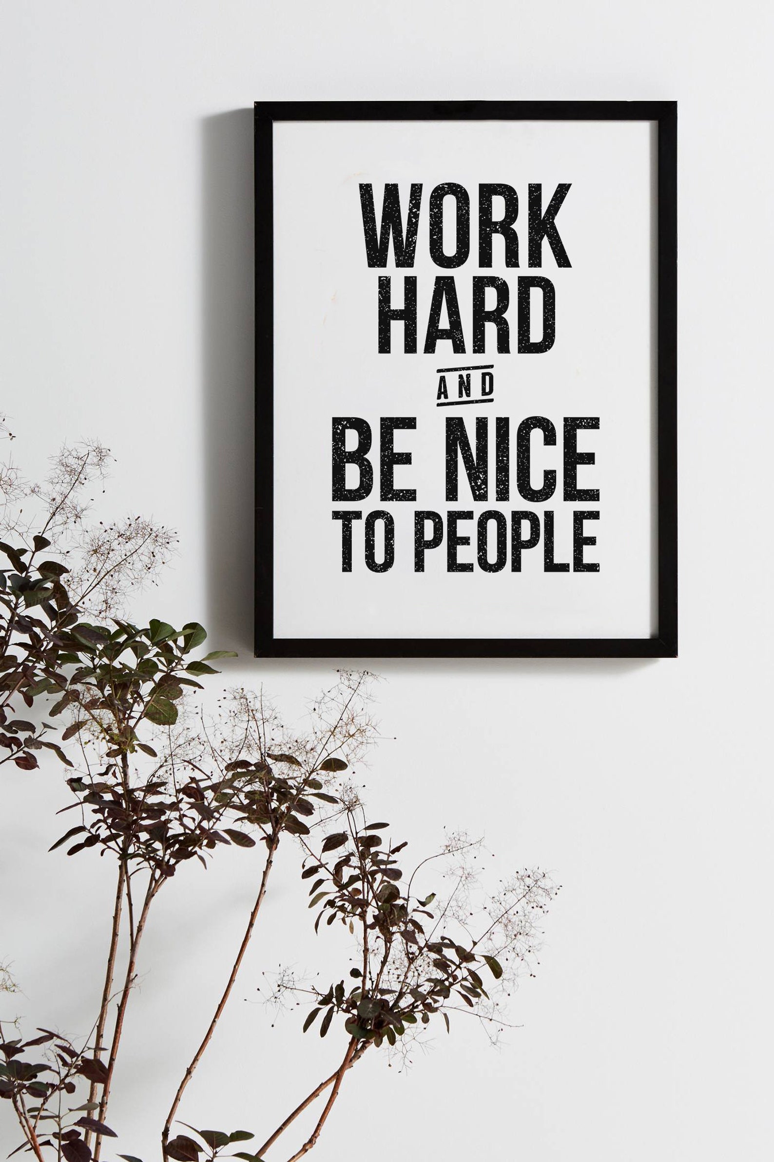 Work Hard and Be Nice to People Print Play Hard Poster Work | Etsy